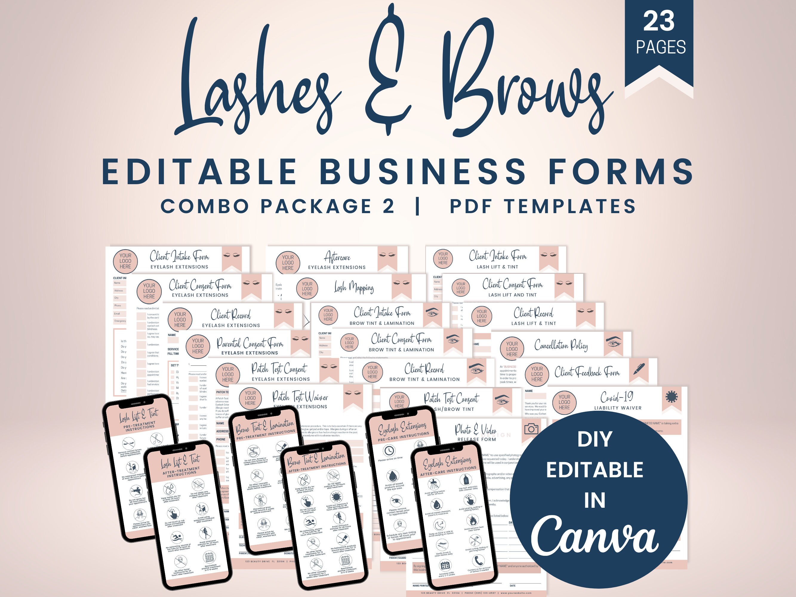 Editable Lashes and Brows Business Forms, Eyelash Extensions Consent ...