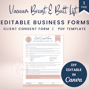 Vacuum Breast and Butt Lift Consent Form & Liability Waiver, Editable ...