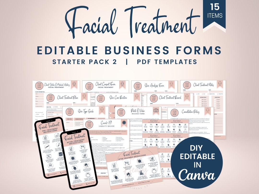 Editable Facial Treatment Business Forms, Templates for Estheticians ...