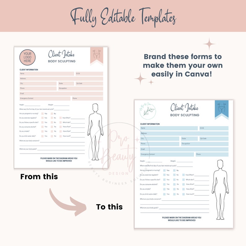 Editable Body Sculpting Templates Body Contouring Forms for - Etsy