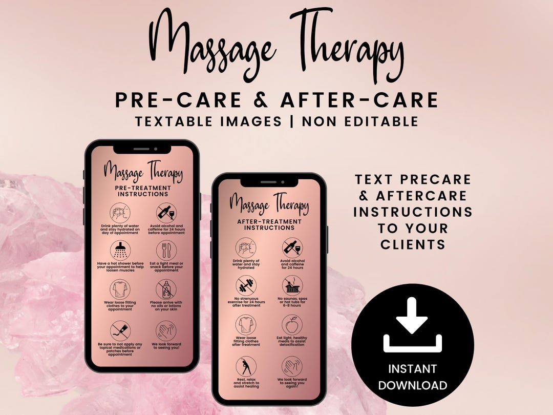 Textable Massage Therapy Aftercare Card, Digital Massage Therapy Cards ...