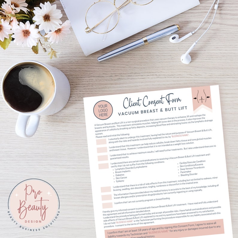 Vacuum Breast and Butt Lift Consent Form & Liability Waiver, Editable ...