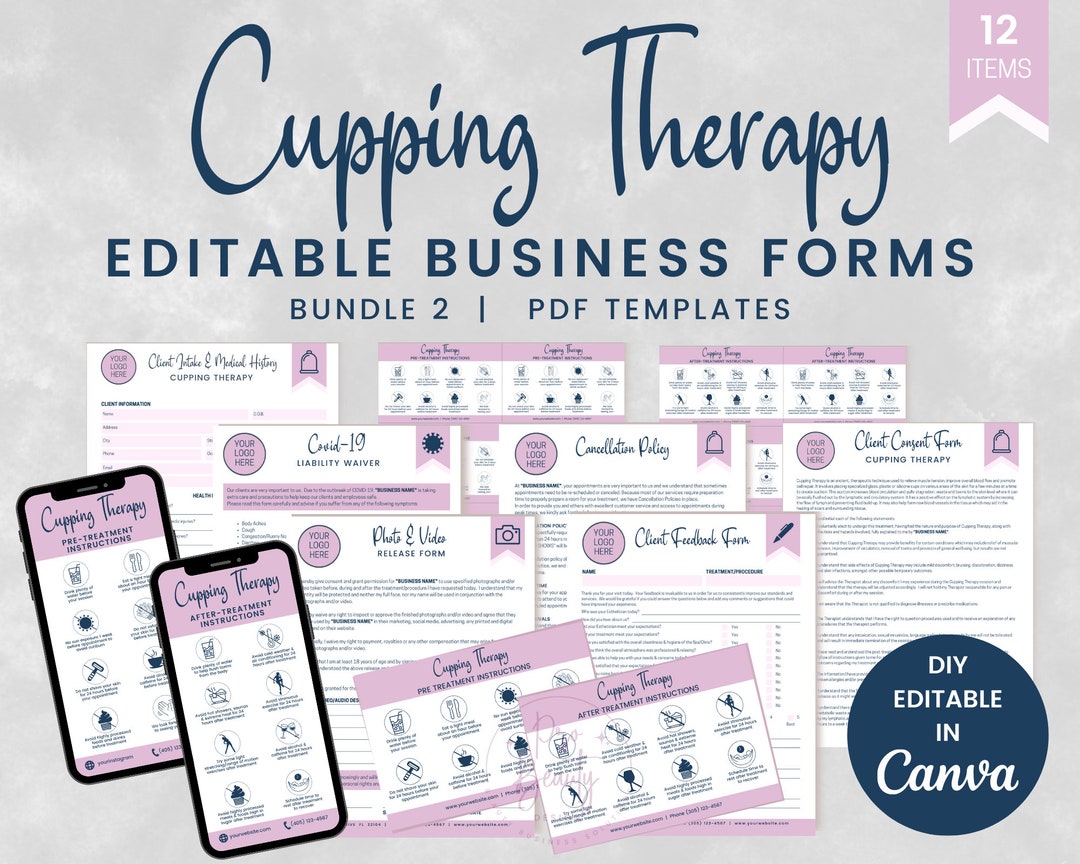 Cupping Therapy Business Form Templates Editable Massage - Etsy Australia