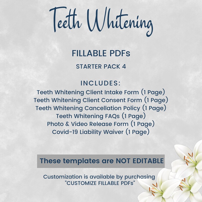 Teeth Whitening Fillable Business Forms, Clickable Pdfs, Tooth ...