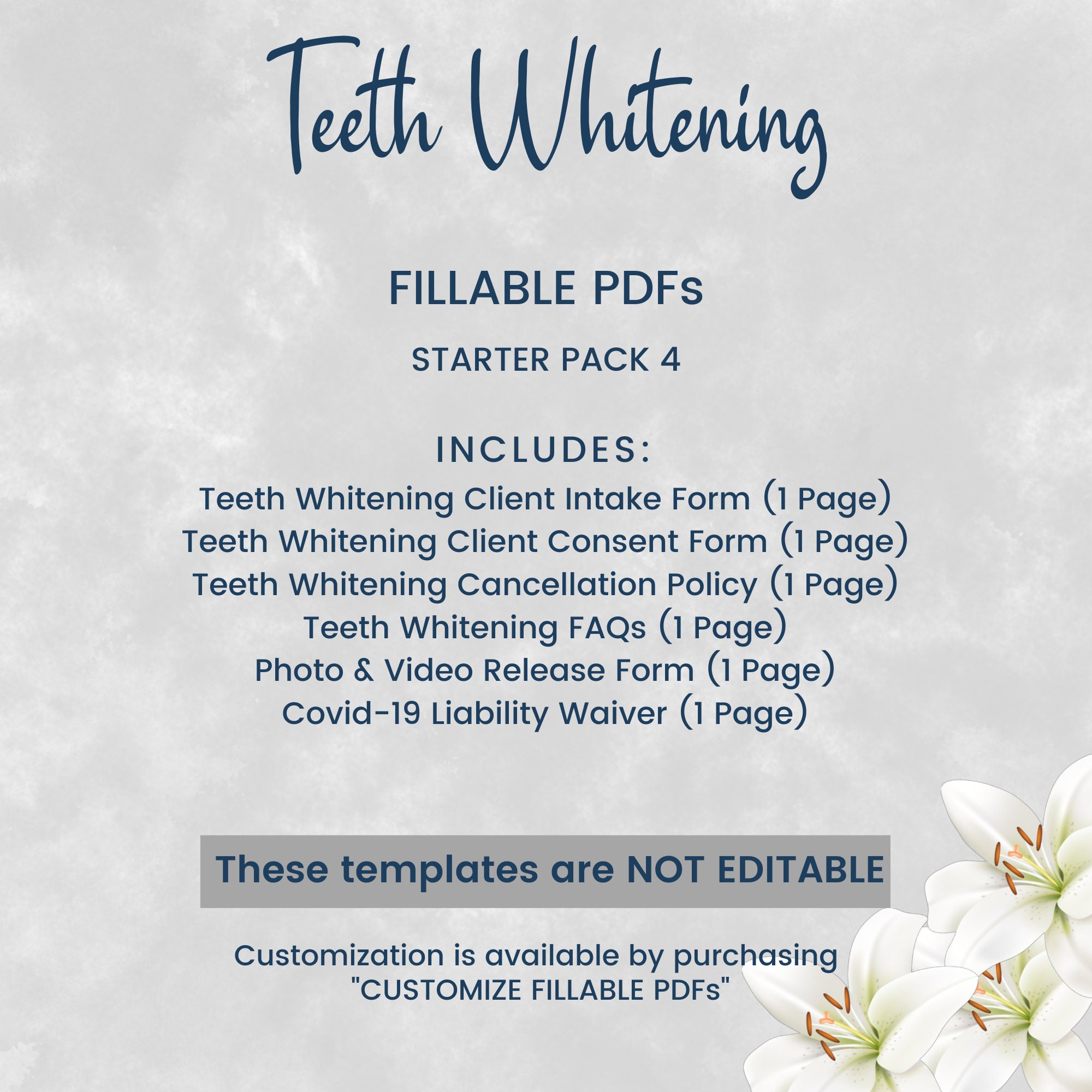 Teeth Whitening Fillable Business Forms, Clickable Pdfs, Tooth ...