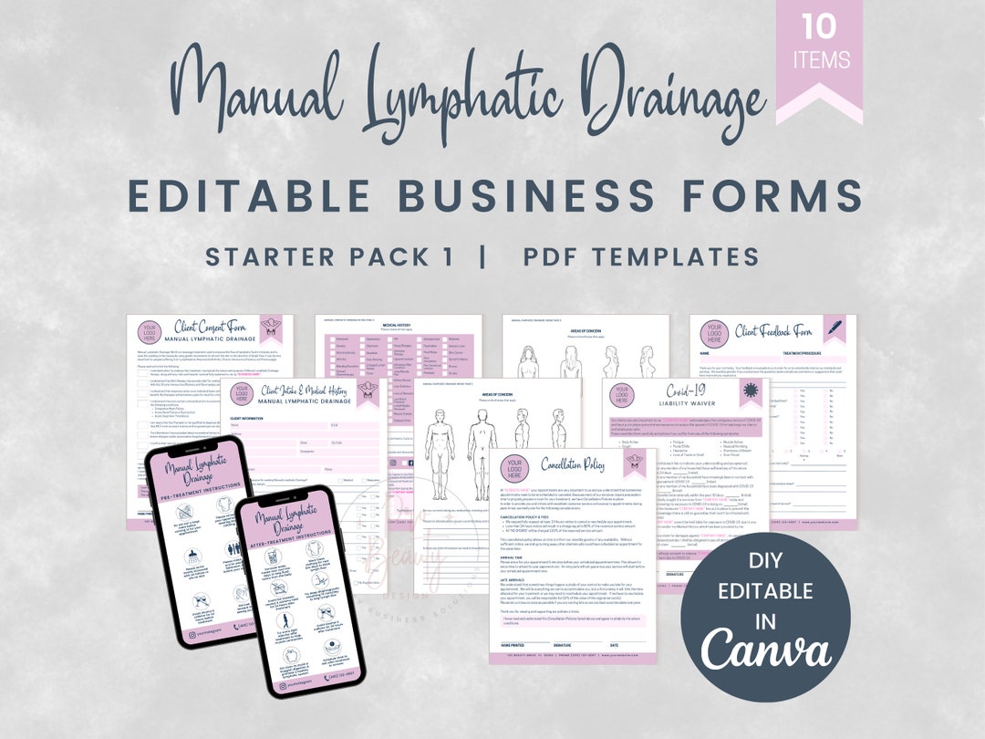 Manual Lymphatic Drainage Business Forms, Editable MLD Massage Client ...