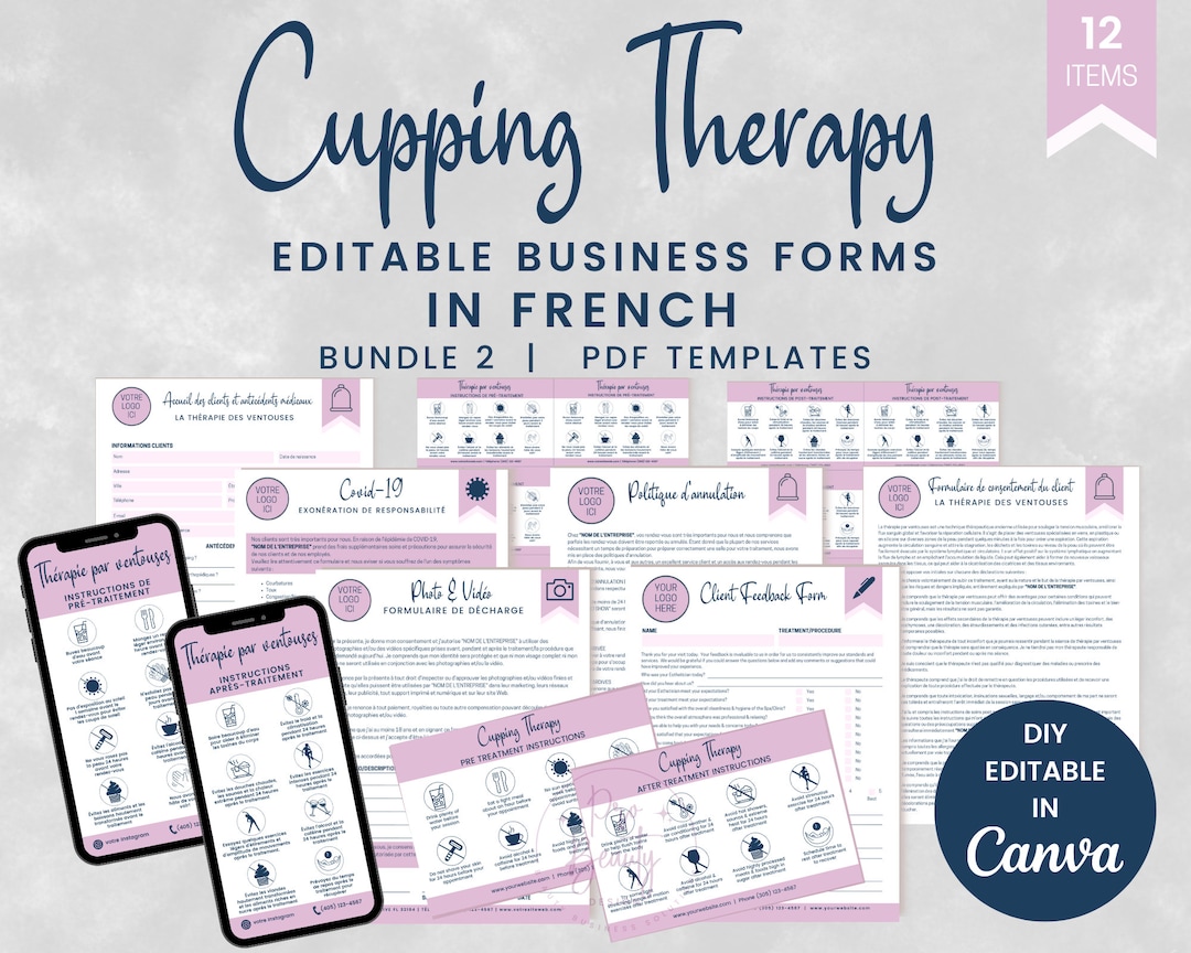 FRENCH Cupping Therapy Business Form Templates, Editable Massage ...