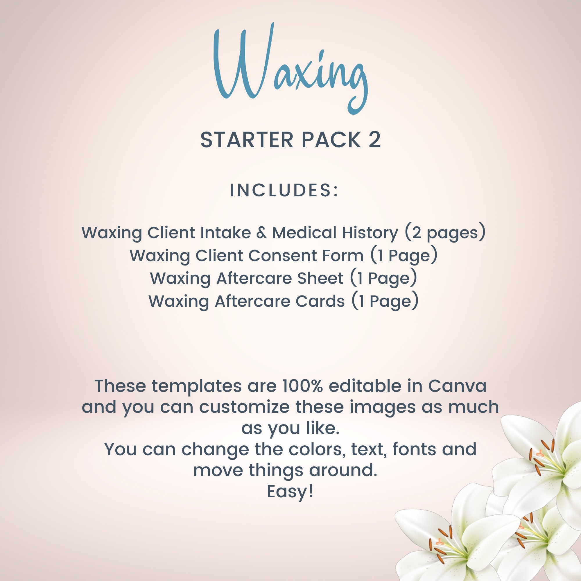 Editable Waxing Business Forms, Esthetician Templates for Beauty Salons ...