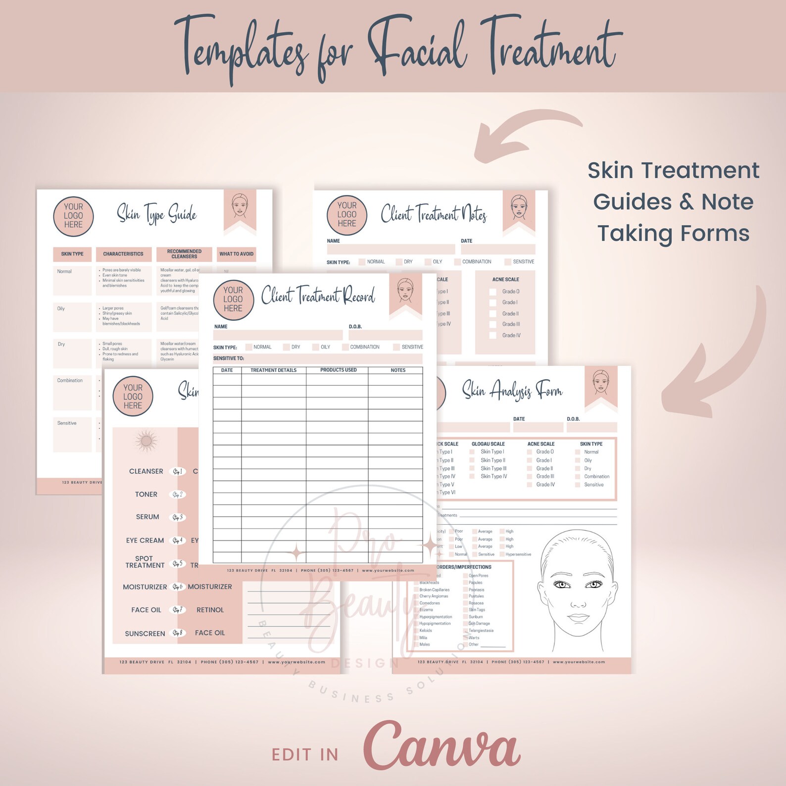 Editable Facial Treatment Business Forms, Templates for Estheticians ...
