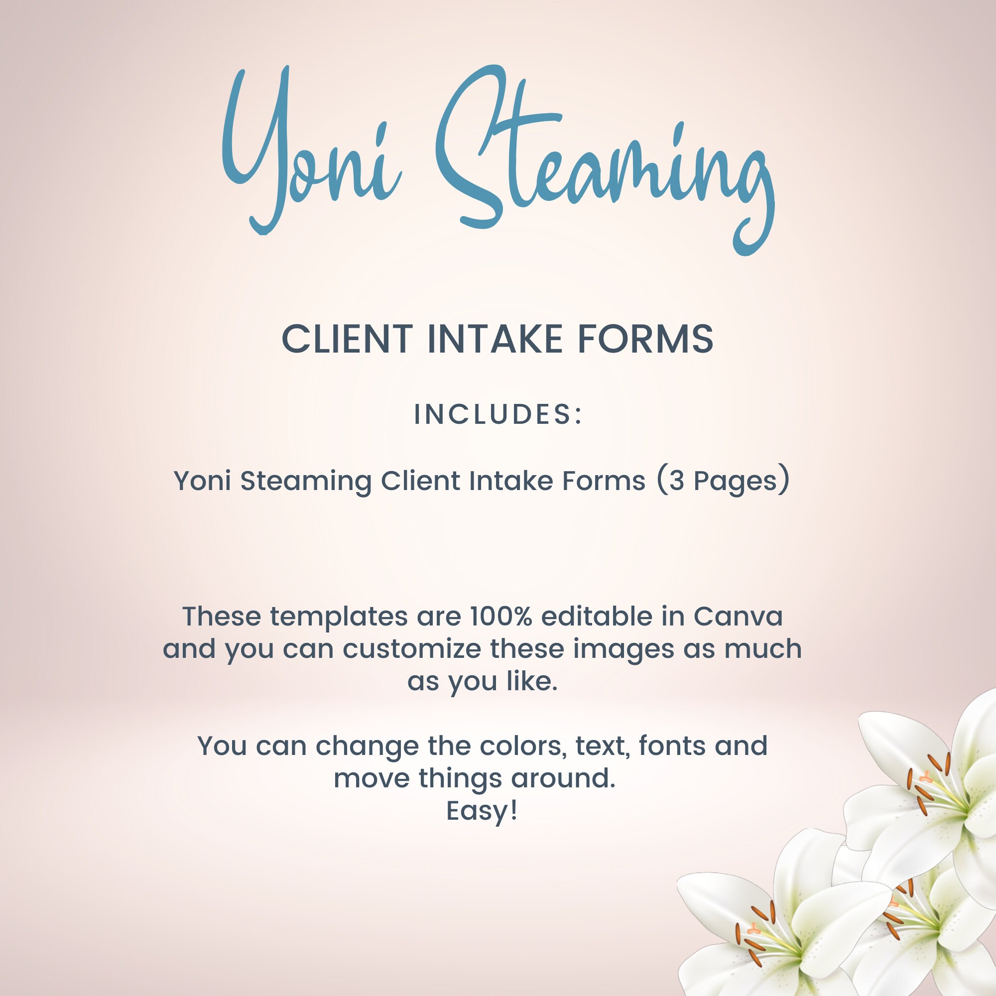Yoni Steam Client Intake Forms, Editable Vaginal Steaming Consultation ...