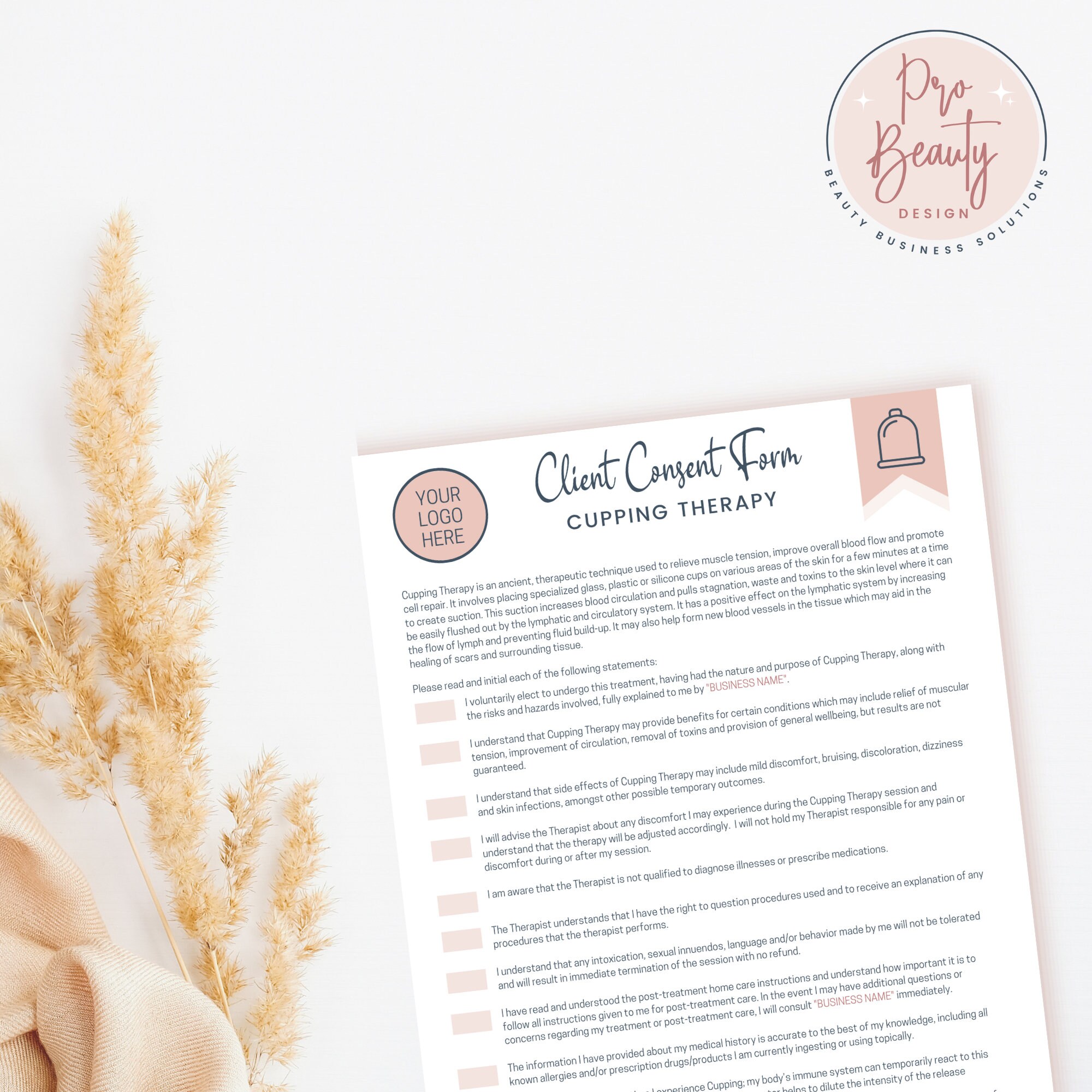 Cupping Therapy Client Consent and Liability Waiver, Editable Massage ...