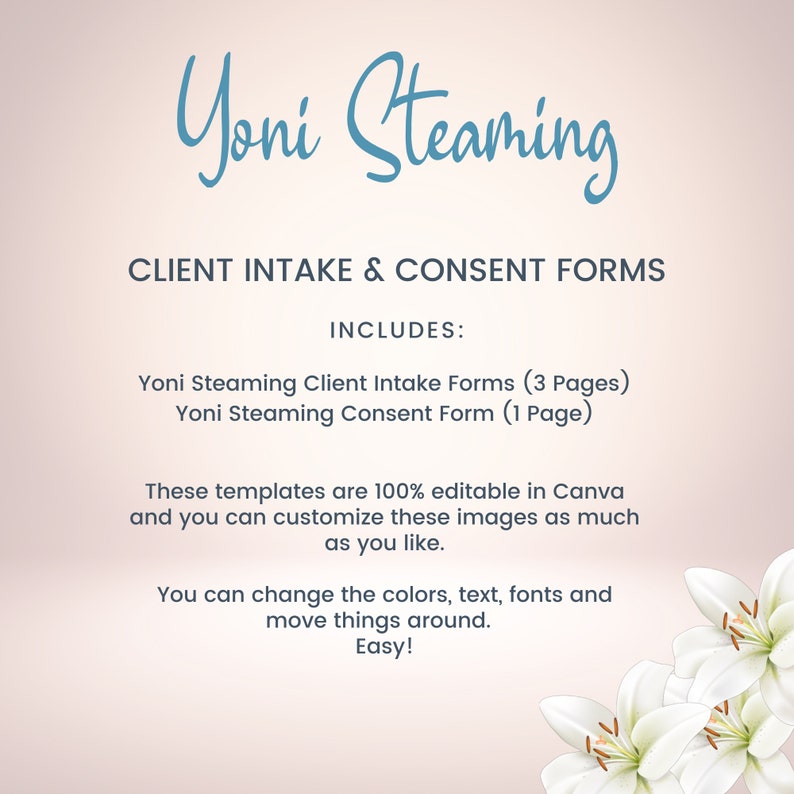 Yoni Steam Client Intake and Consent Forms, Editable Vaginal Steaming ...