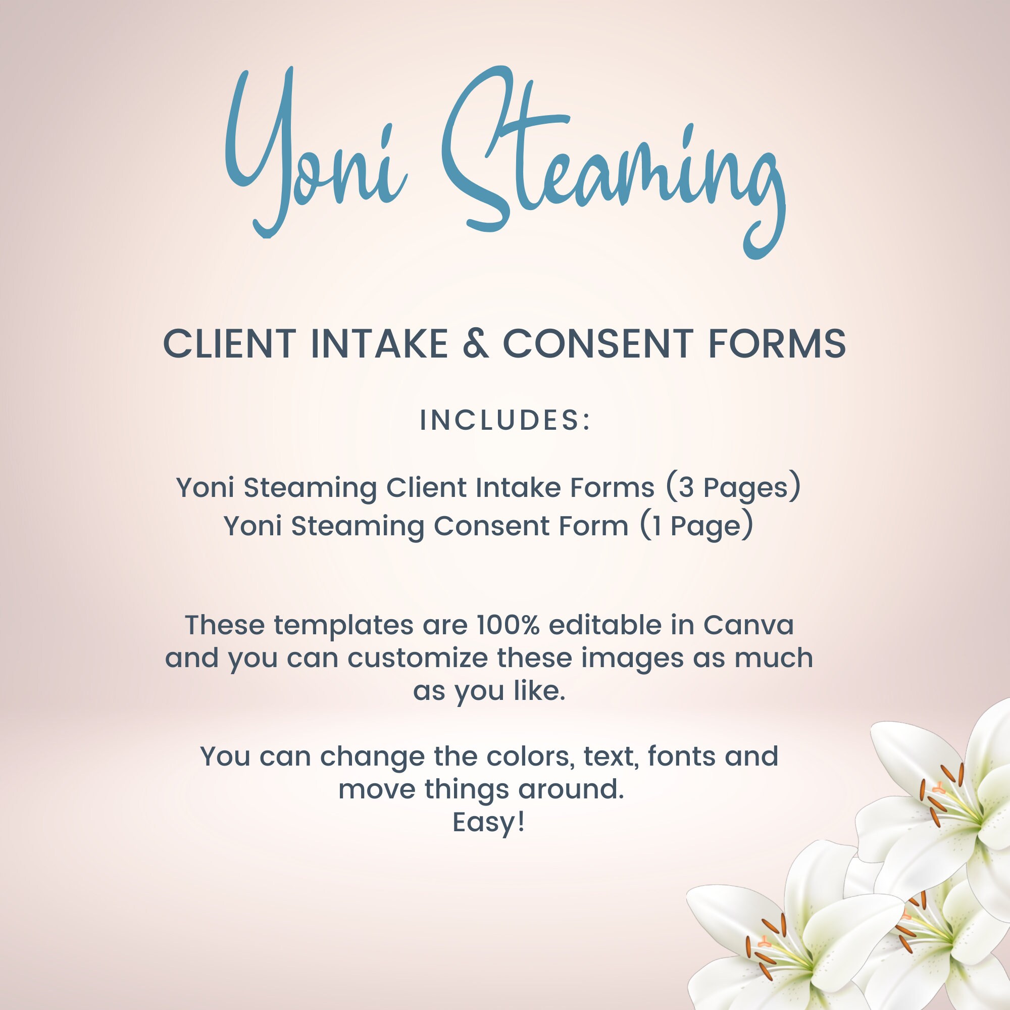 Yoni Steam Client Intake and Consent Forms, Editable Vaginal Steaming ...