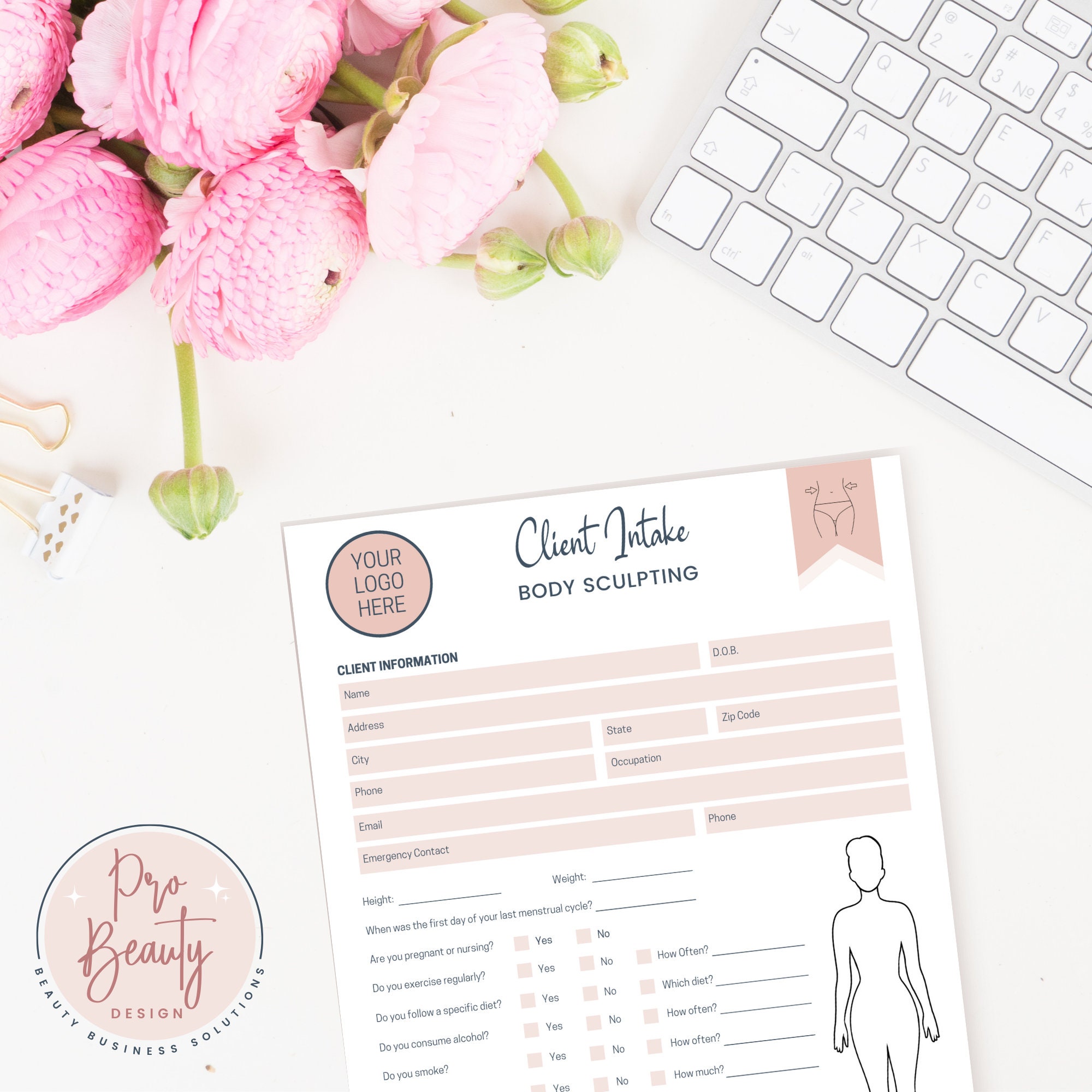Editable Body Sculpting Client Intake Forms, Esthetician Template for ...
