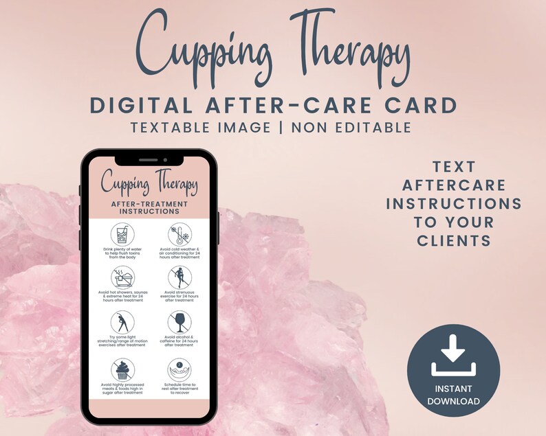 Digital Cupping Therapy Aftercare Card, Textable Massage Therapy Cards ...