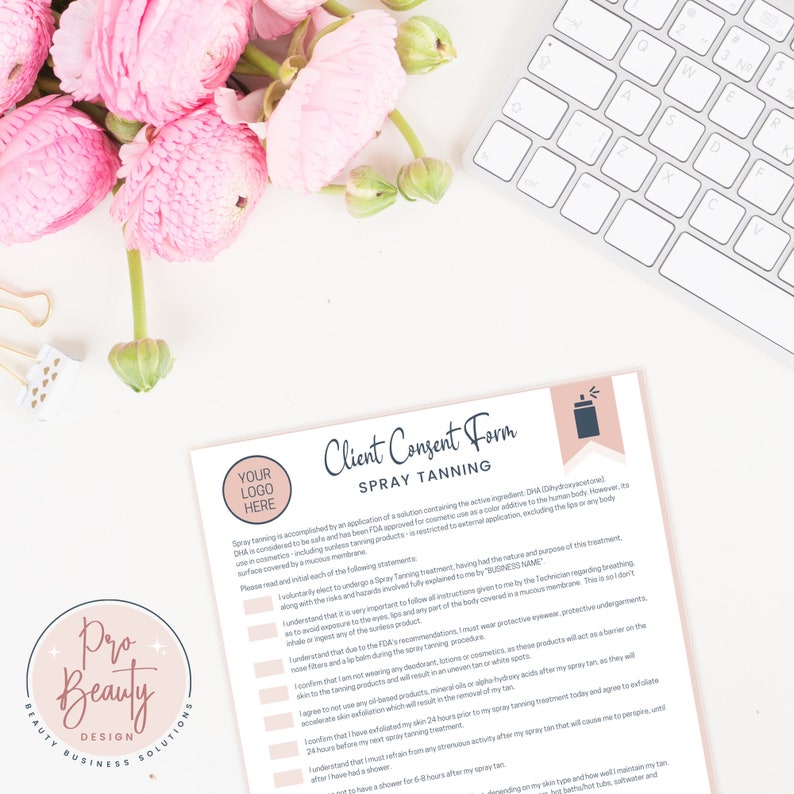 Editable Spray Tanning Client Intake Form, Spray Tanning Consent Form ...