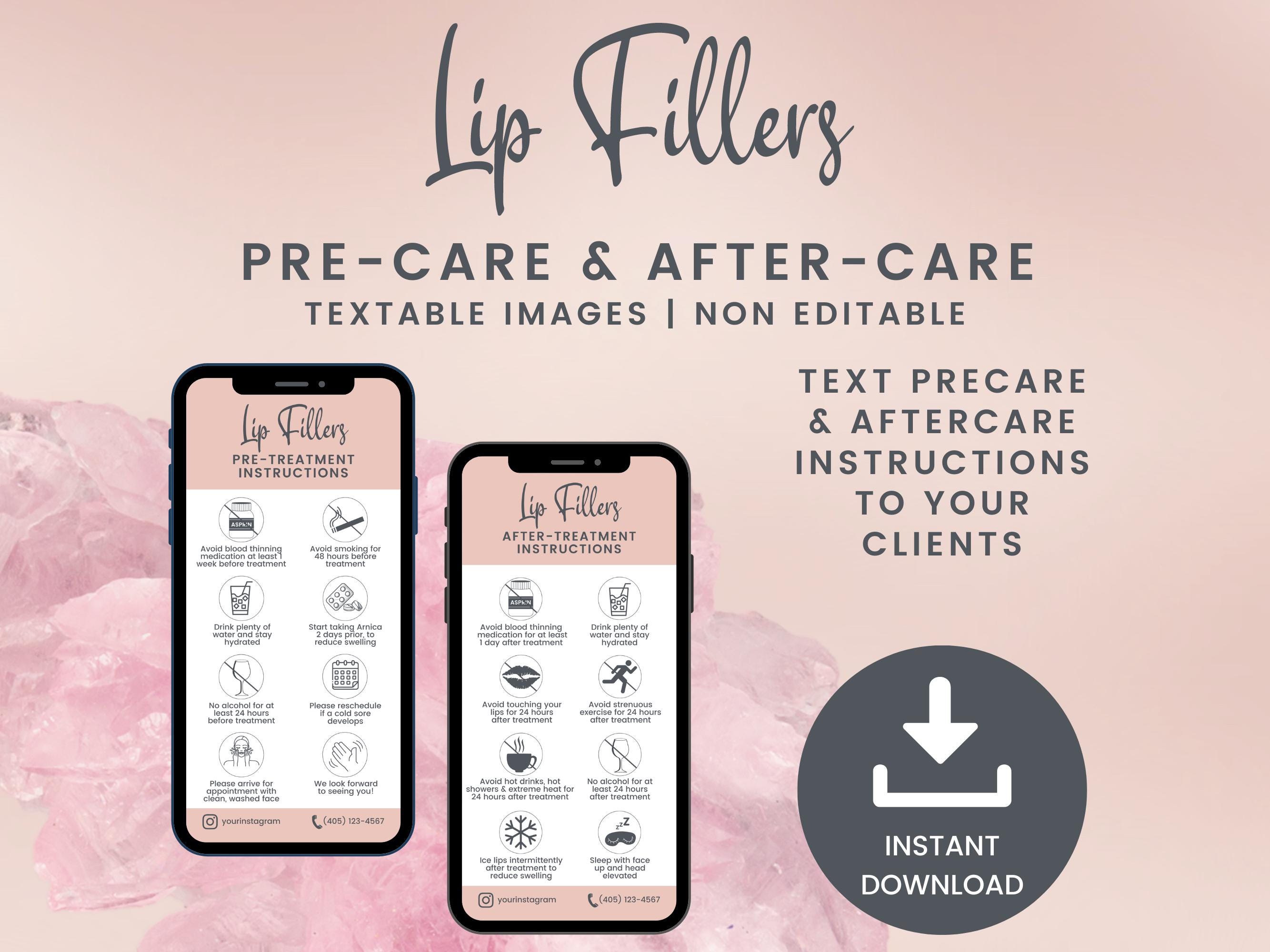 Digital Lip Fillers Precare and Aftercare, Textable Lip Filler Images ...