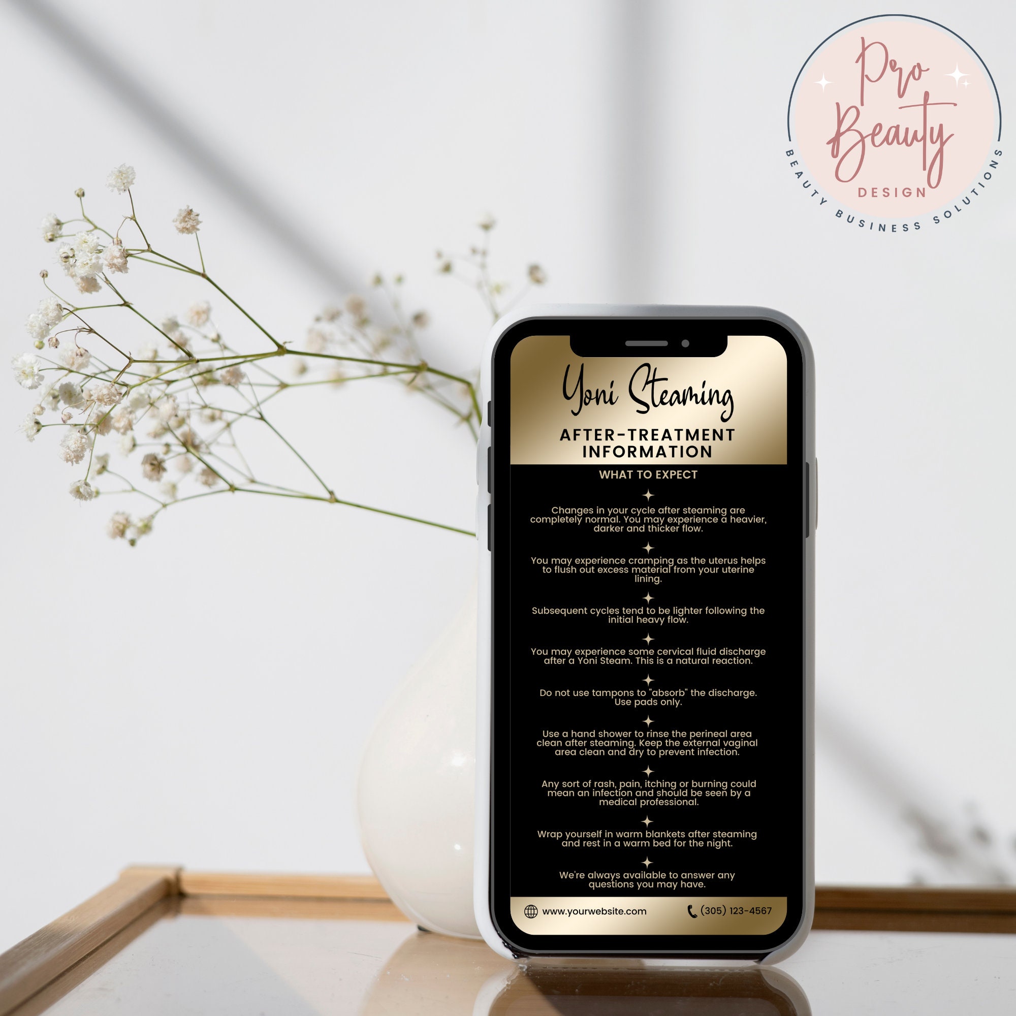 Textable Yoni Steaming Aftercare Card, Editable V Steam Card for ...