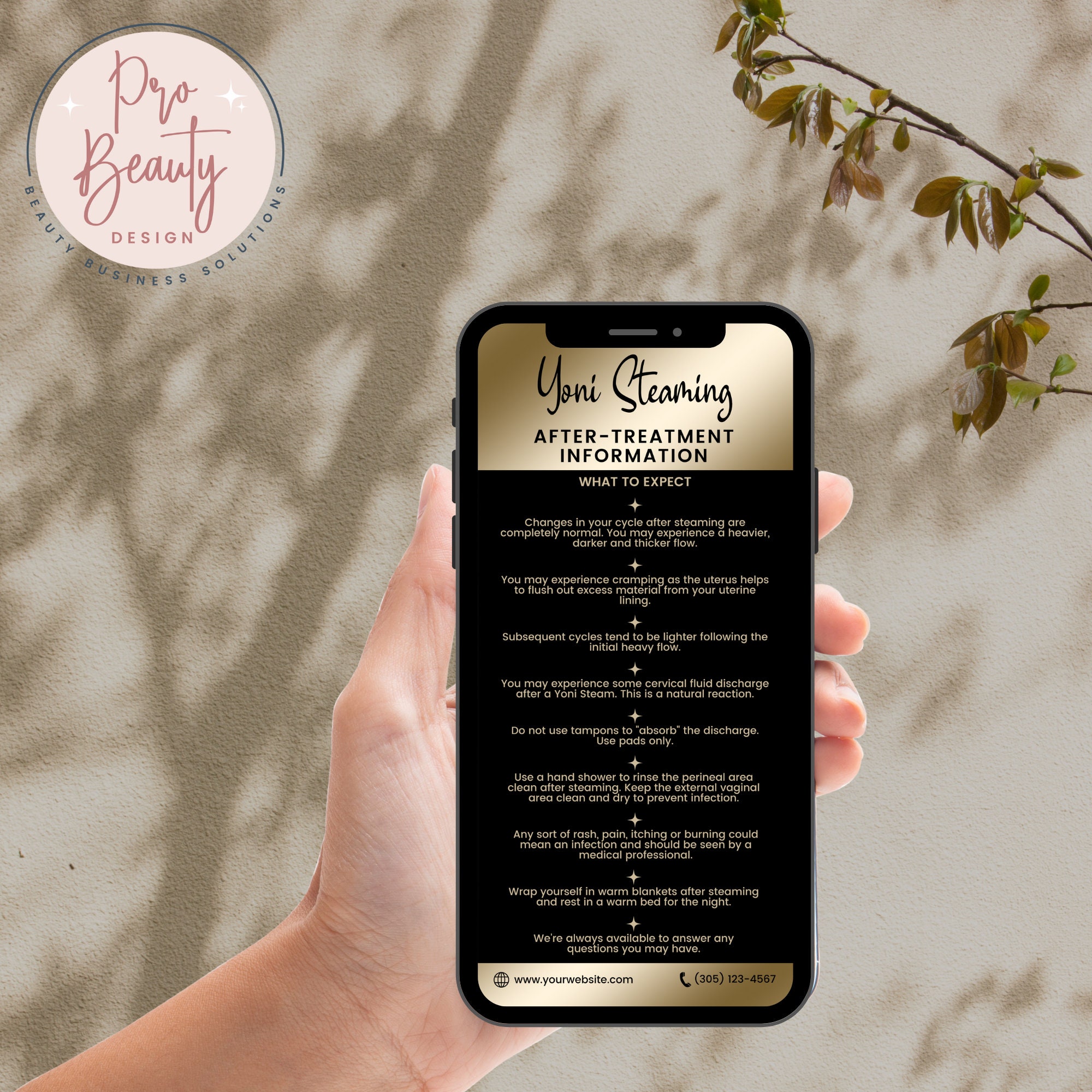 Textable Yoni Steaming Aftercare Card, Editable V Steam Card for ...