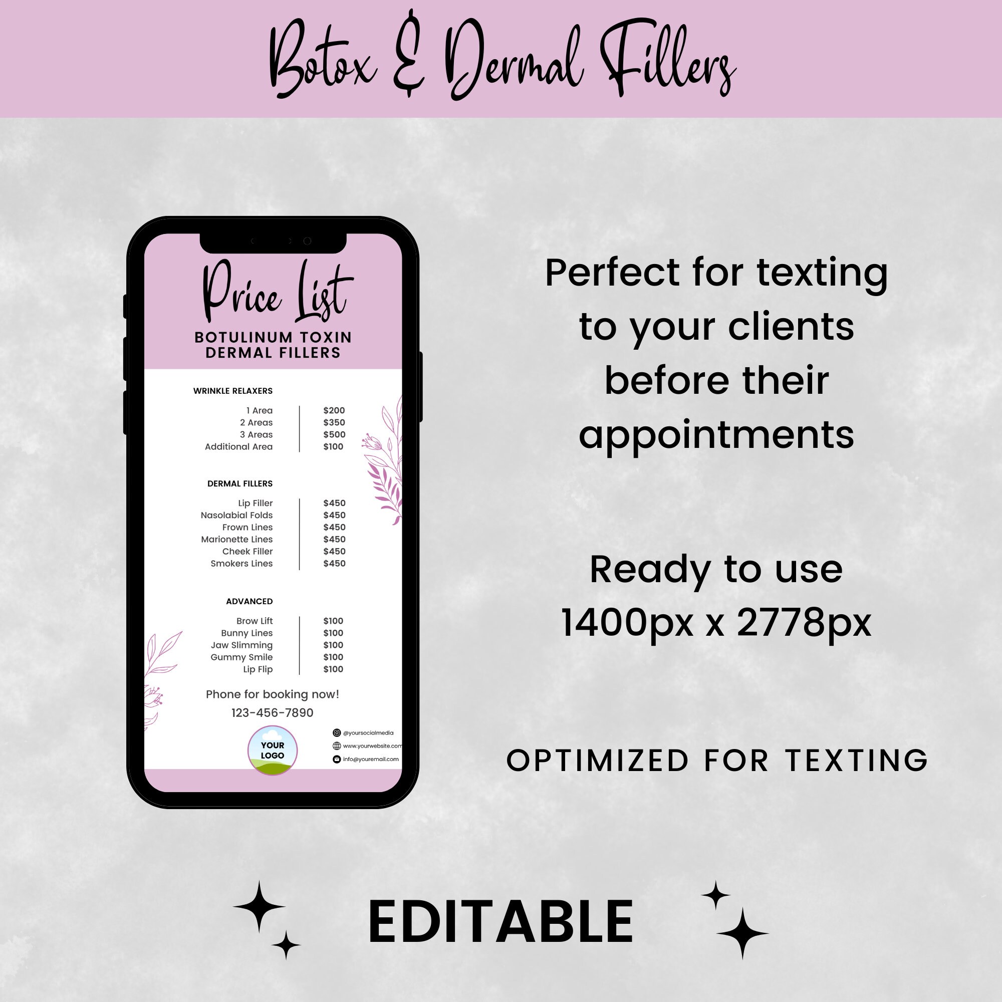 Digital Botulinum Toxin and Dermal Fillers Price List, Price List ...