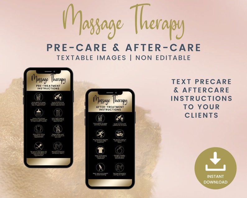 Textable Massage Therapy Aftercare Card, Digital Massage Therapy Pre ...