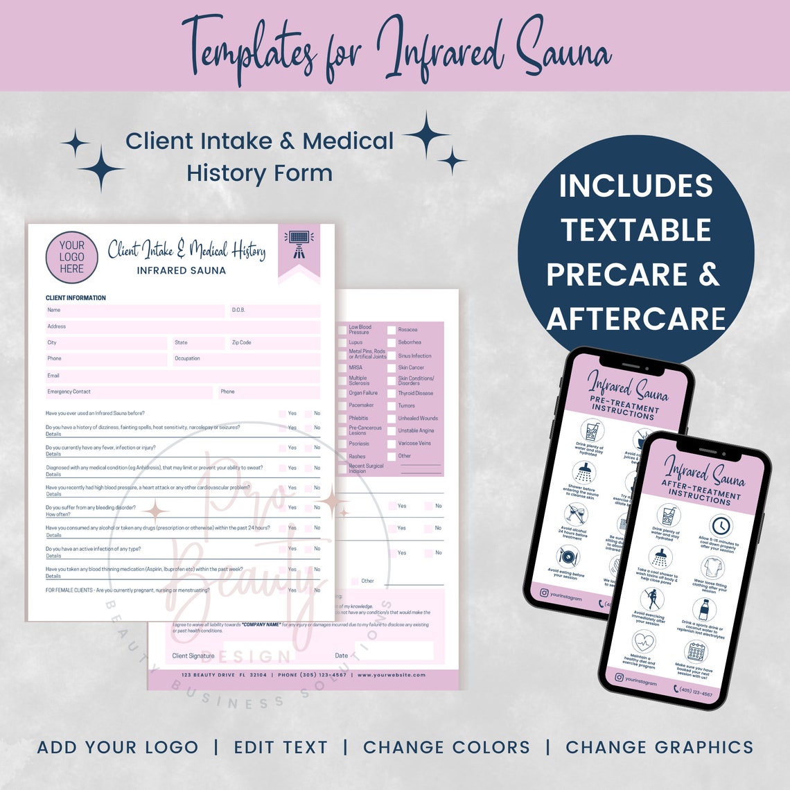 Infrared Sauna Business Forms, DIY Editable Detox Sauna Client Intake ...