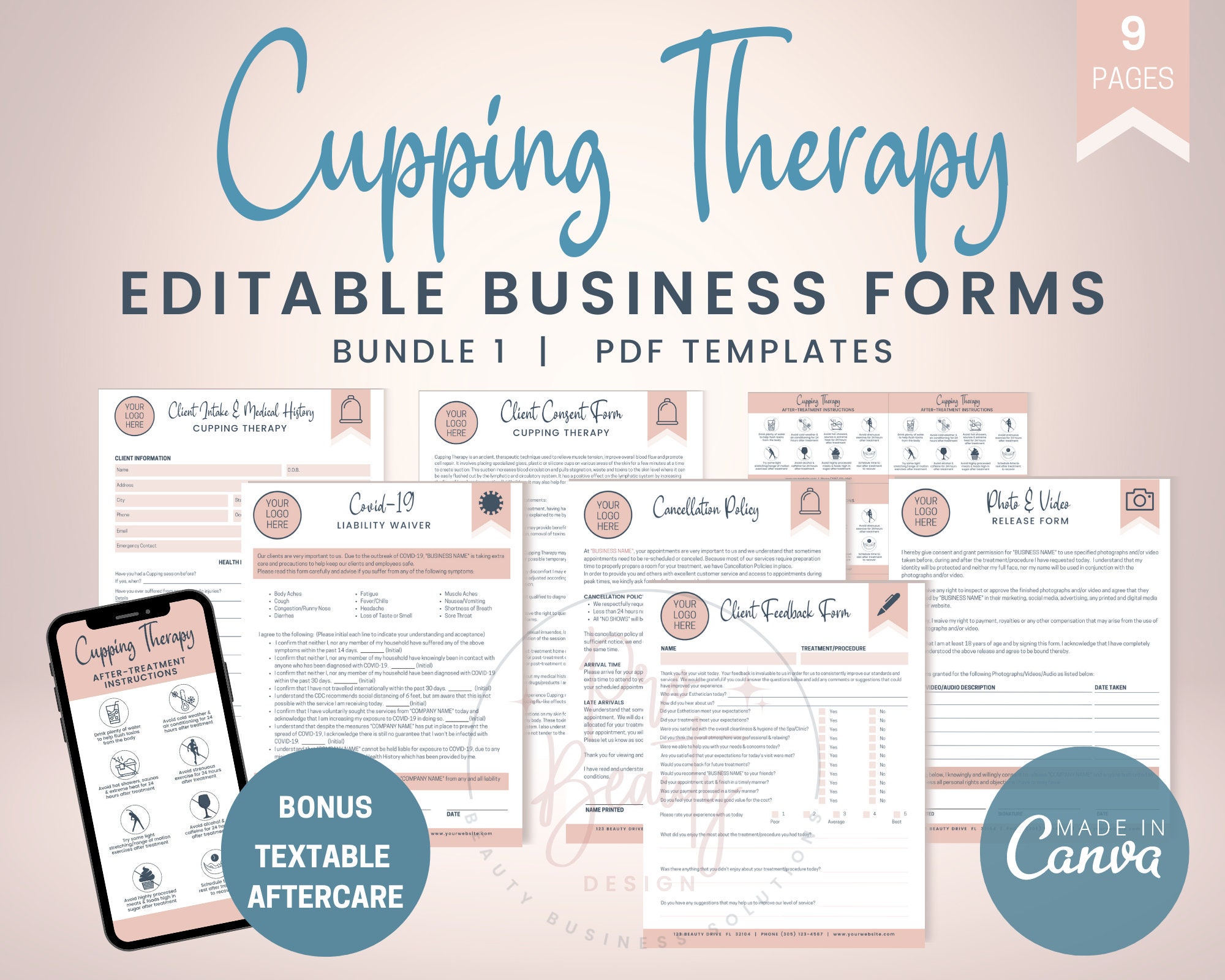 Cupping Therapy Business Form Templates Editable Massage - Etsy UK