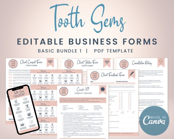 Editable Tooth Gem Client Intake Forms Tooth Jewel Consent - Etsy