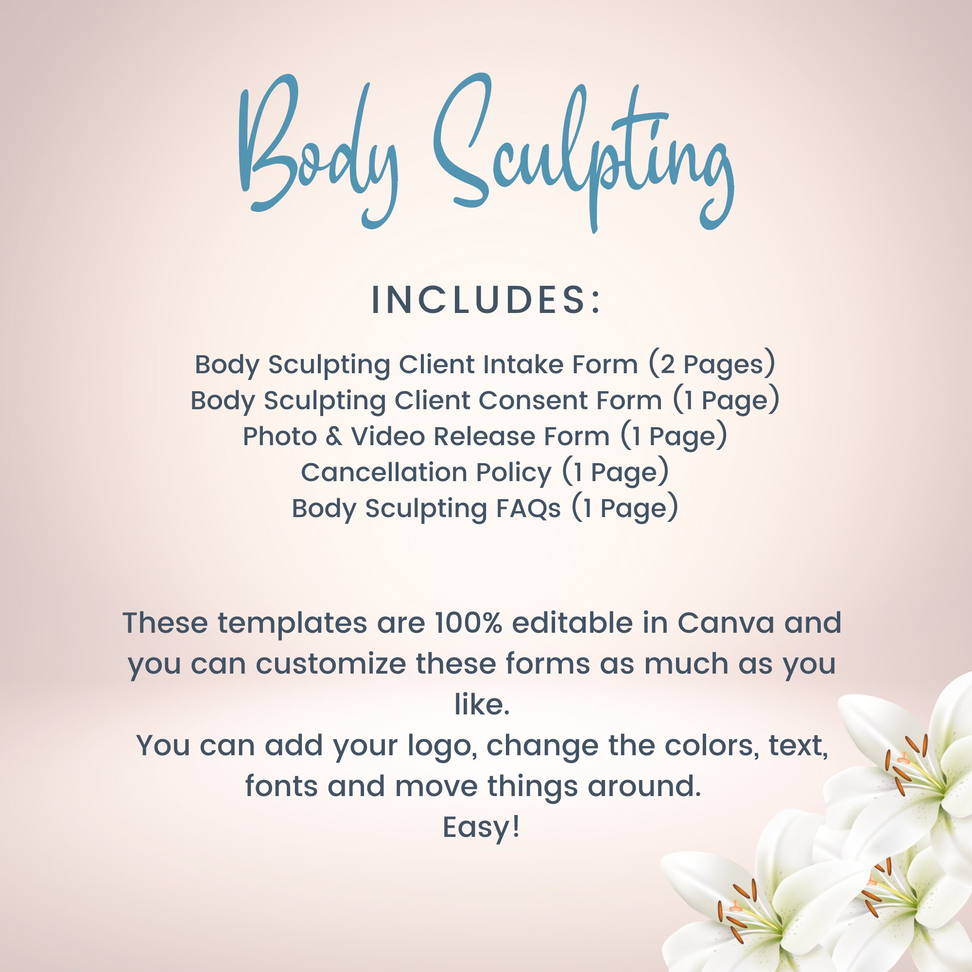 Editable Body Sculpting Forms Starter Pack, Body Contouring Forms for ...