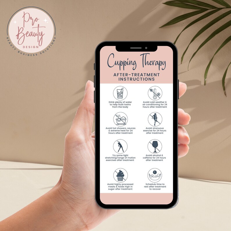 Digital Cupping Therapy Aftercare Card, Textable Massage Therapy Cards ...