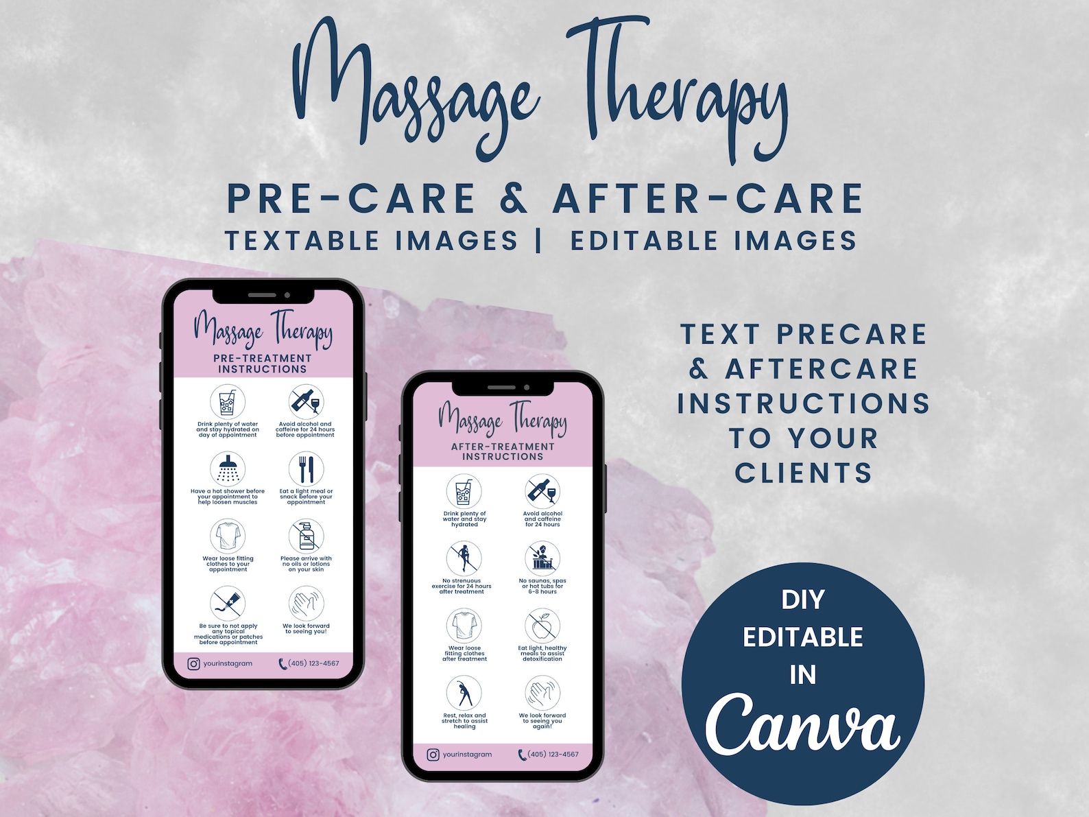 Textable Massage Therapy Aftercare Card, Digital Massage Therapy Pre ...