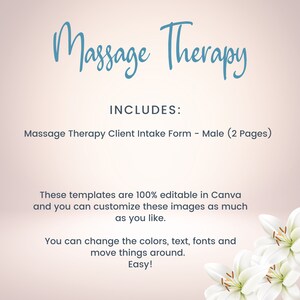 Editable Massage Therapy Intake Forms for Males, Client Intake Business ...