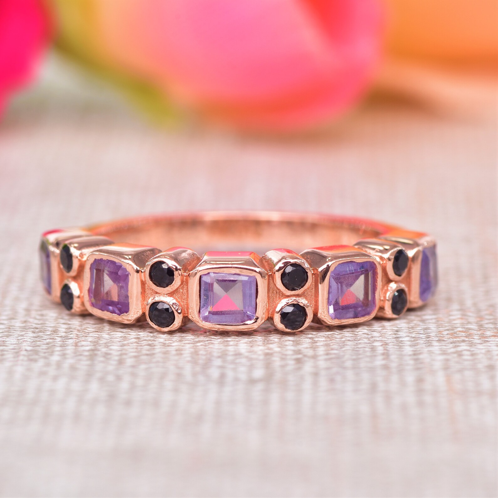 Alexandrite Spinal Band Unique Wedding Band Vintage Bridal - Etsy