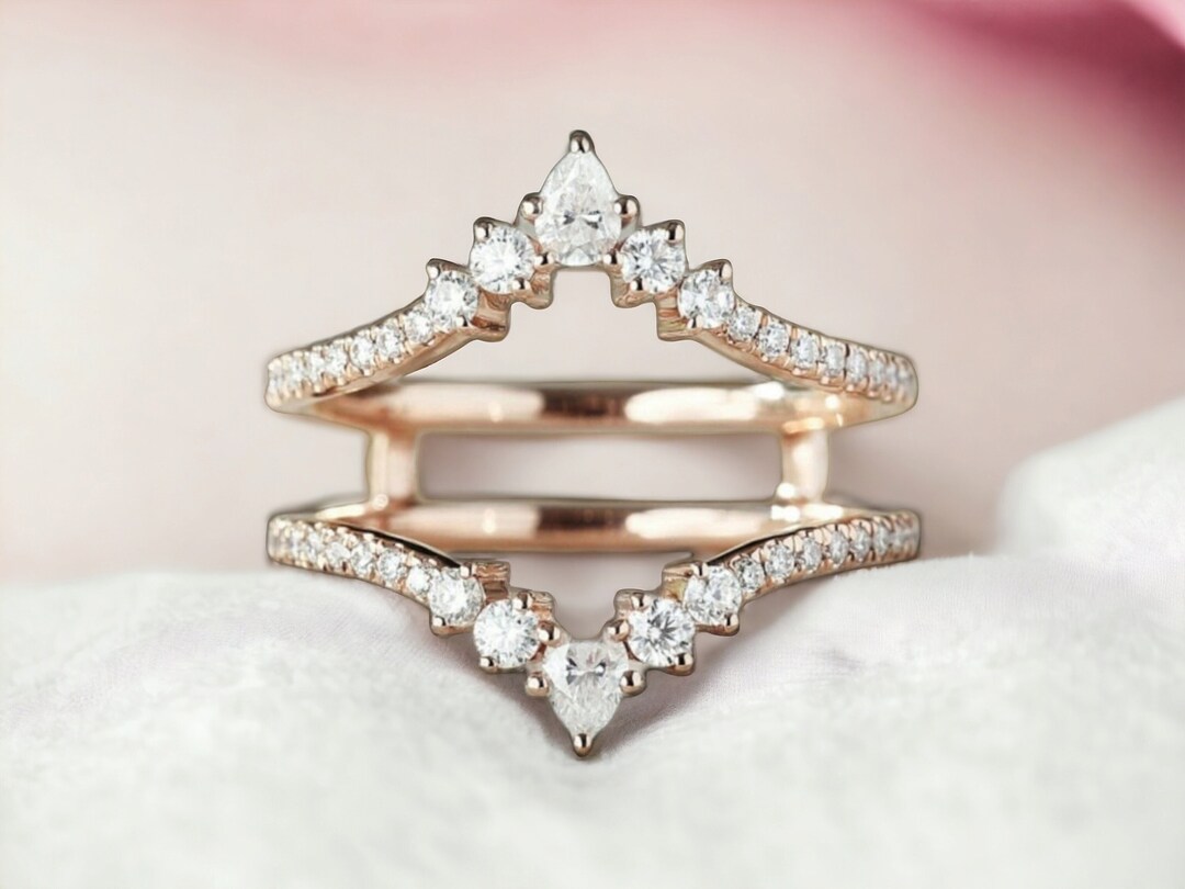 Pear Cut Moissanite Diamond Ring, Enhancer Guard Ring for Women ...