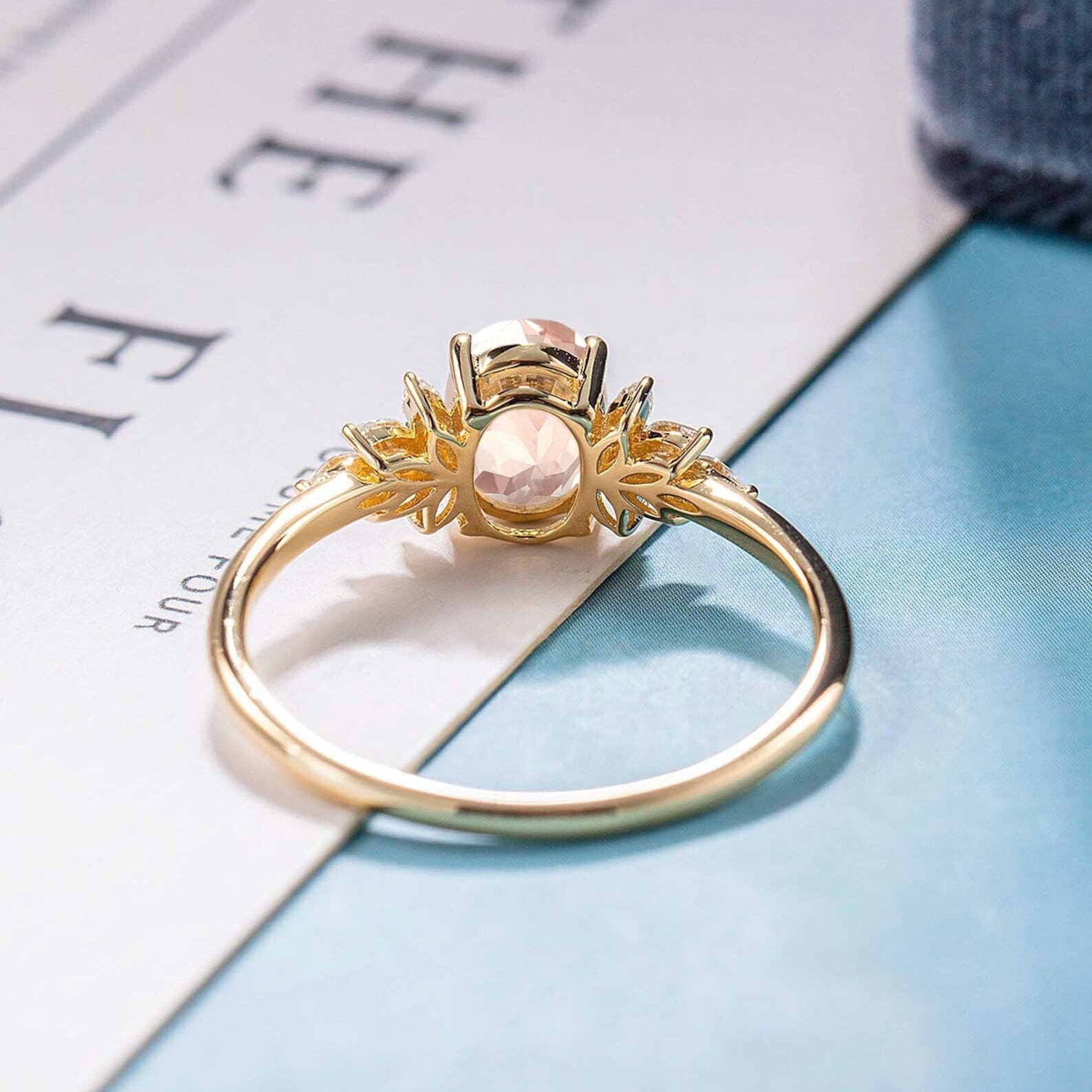 Vintage Oval Morganite Ring: Sterling Silver Diamond Promise Ring - Etsy