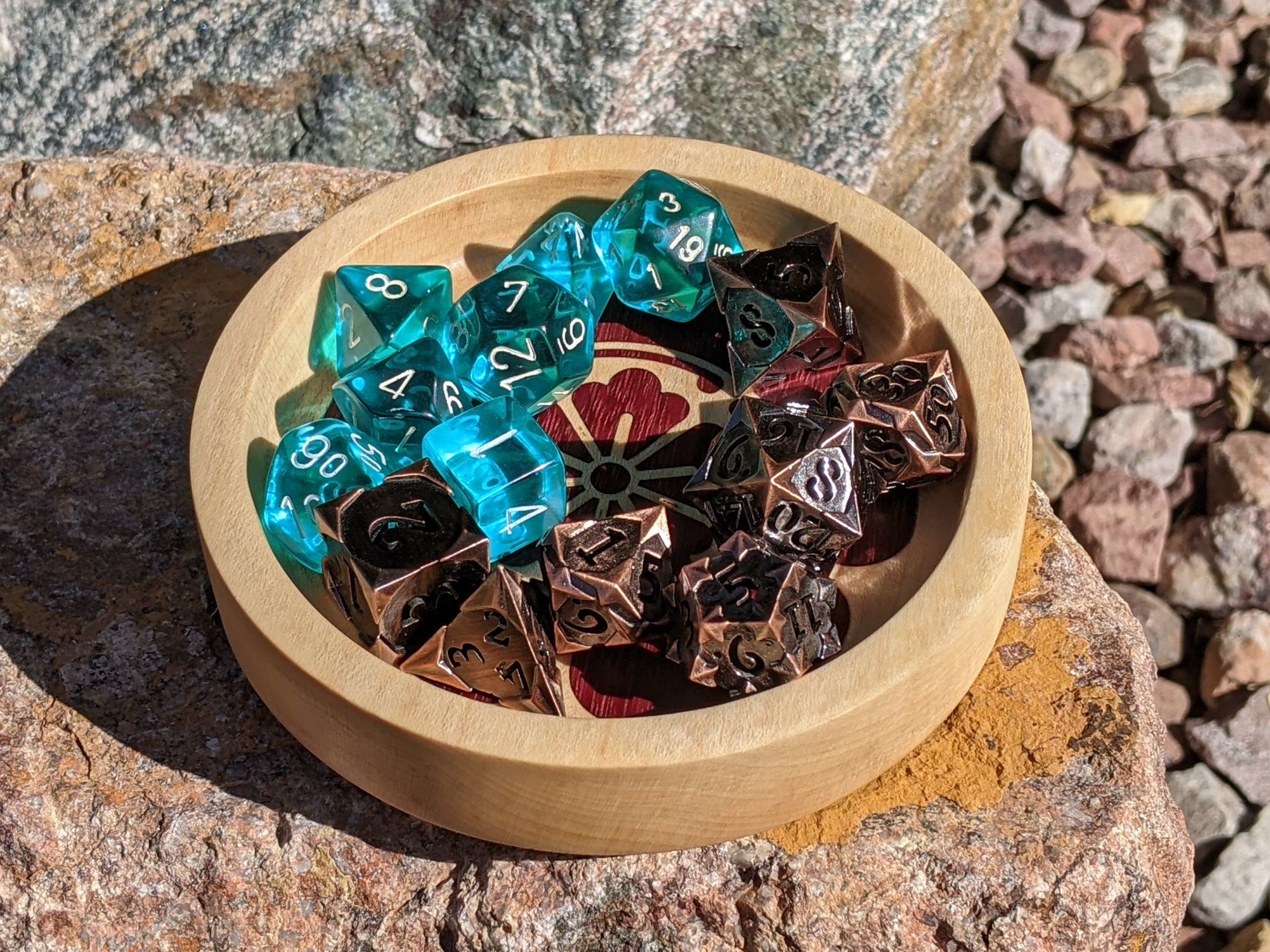 Maple Dice Tray With Purpleheart Inlay D&D Dice Bowl Oda Kamon Crest ...