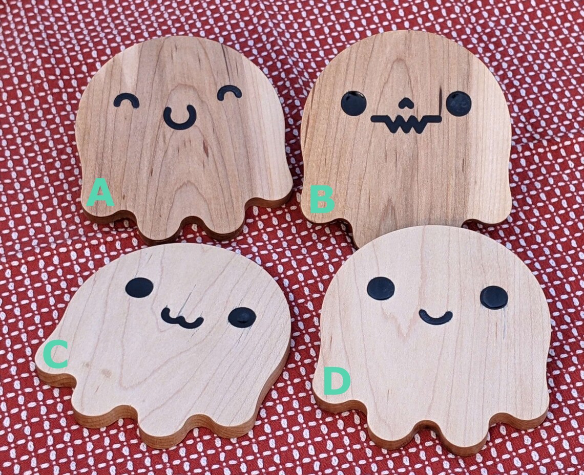 Ghoster | Ghost Coaster | Ghoaster | Maple Wood Halloween Coaster - Etsy