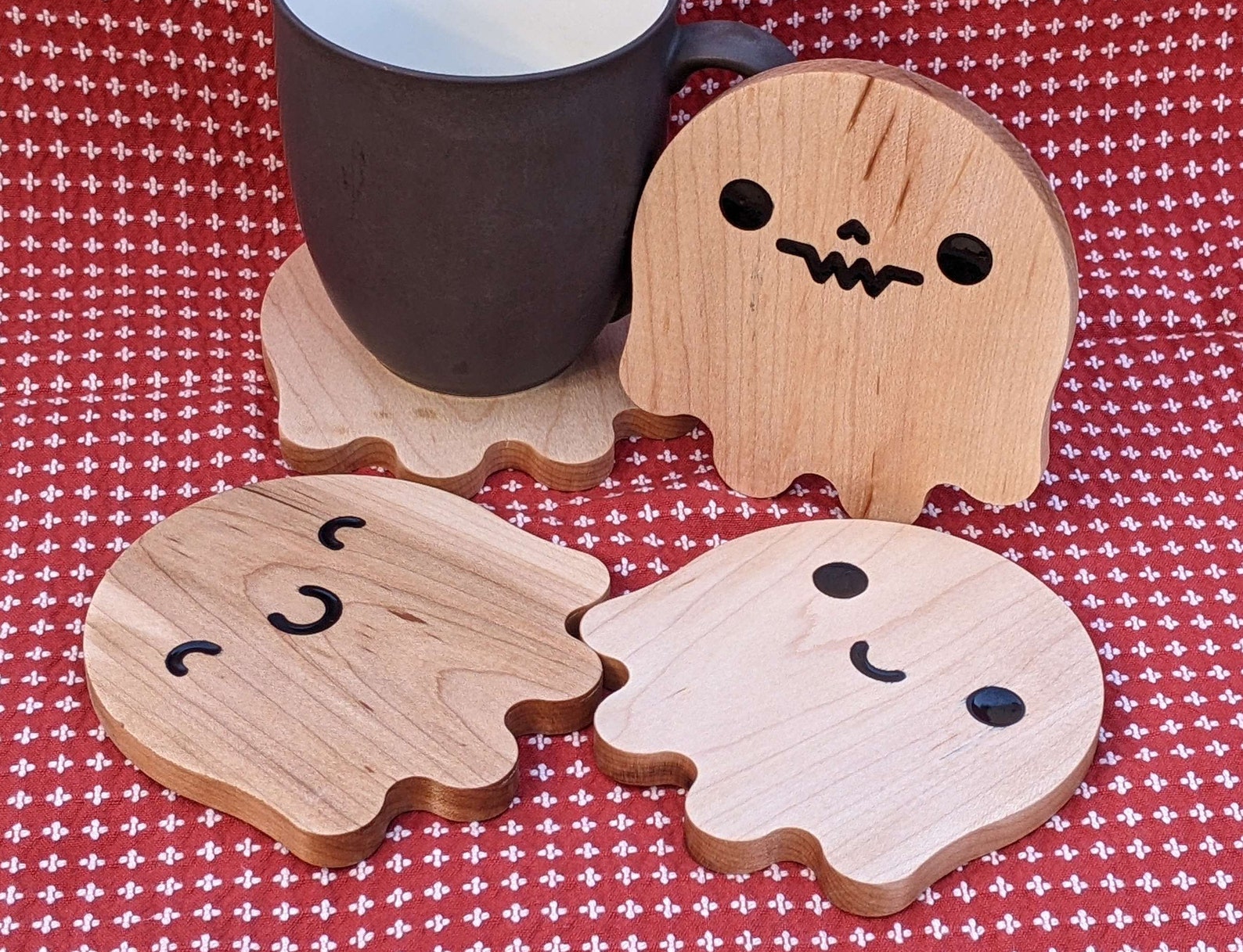 Ghoster | Ghost Coaster | Ghoaster | Maple Wood Halloween Coaster - Etsy