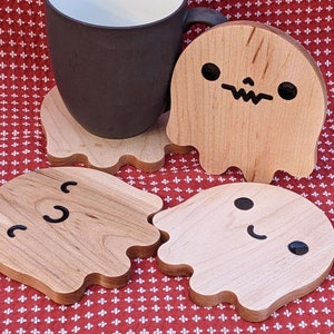 Ghoster | Ghost Coaster | Ghoaster | Maple Wood Halloween Coaster - Etsy