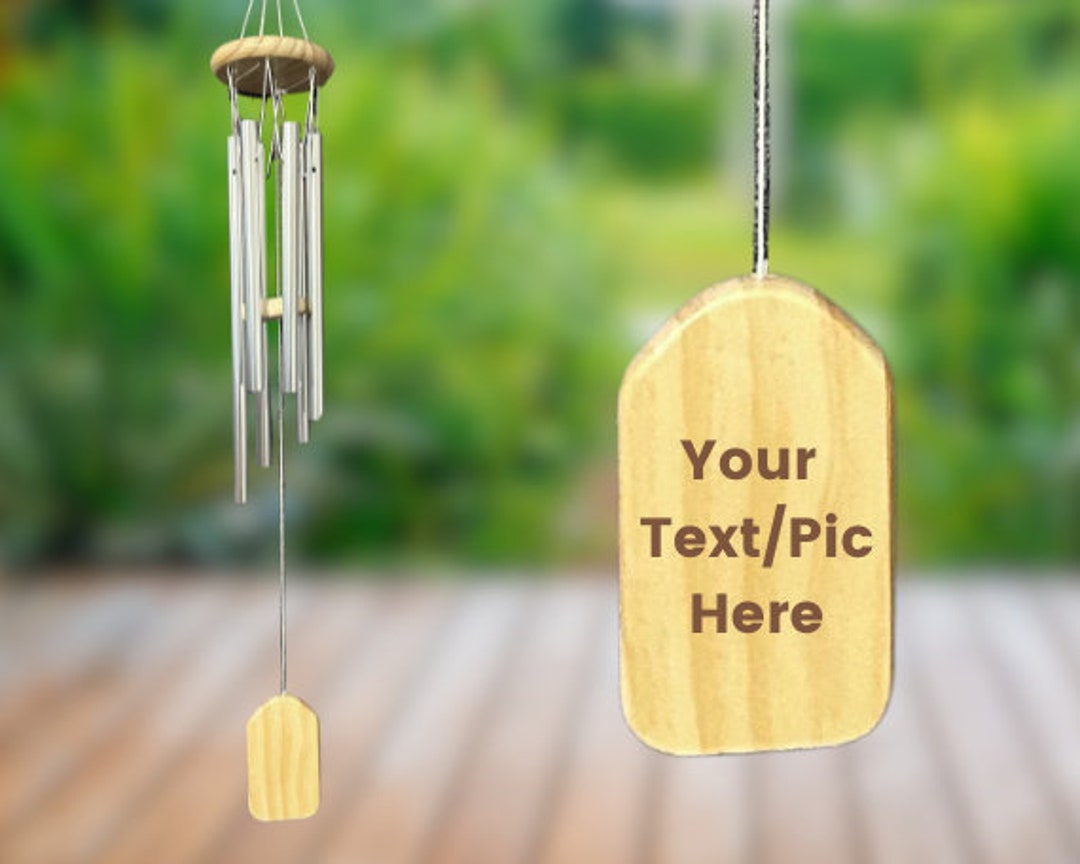 Custom Memorial Wind Chimes, Personalized Laser Engraved Outdoor Garden ...