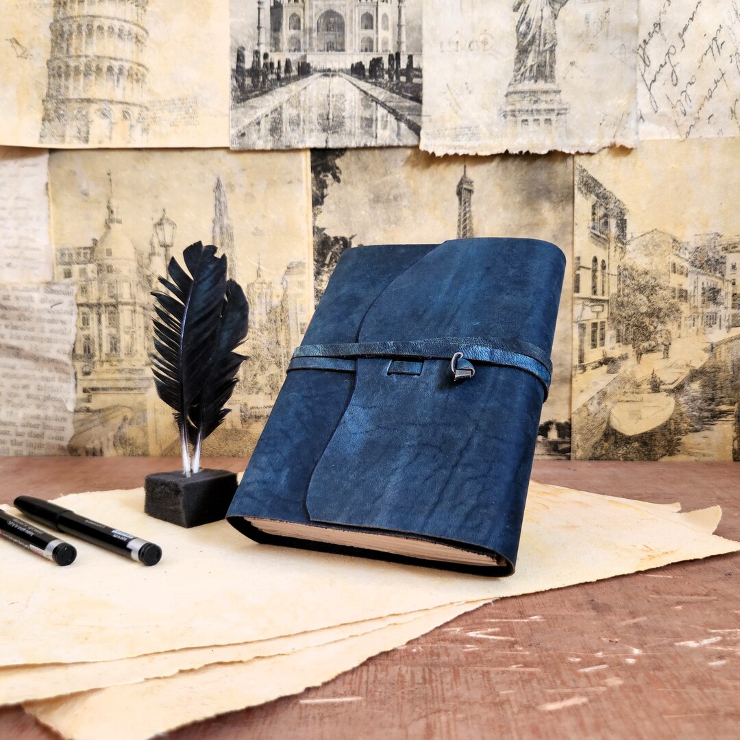Handmade Vintage Look Brown/blue Leather Journal With Lace Leather ...