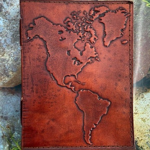 World Map Leather Travel Journal: Personalized Adventure Sketchbook - Etsy