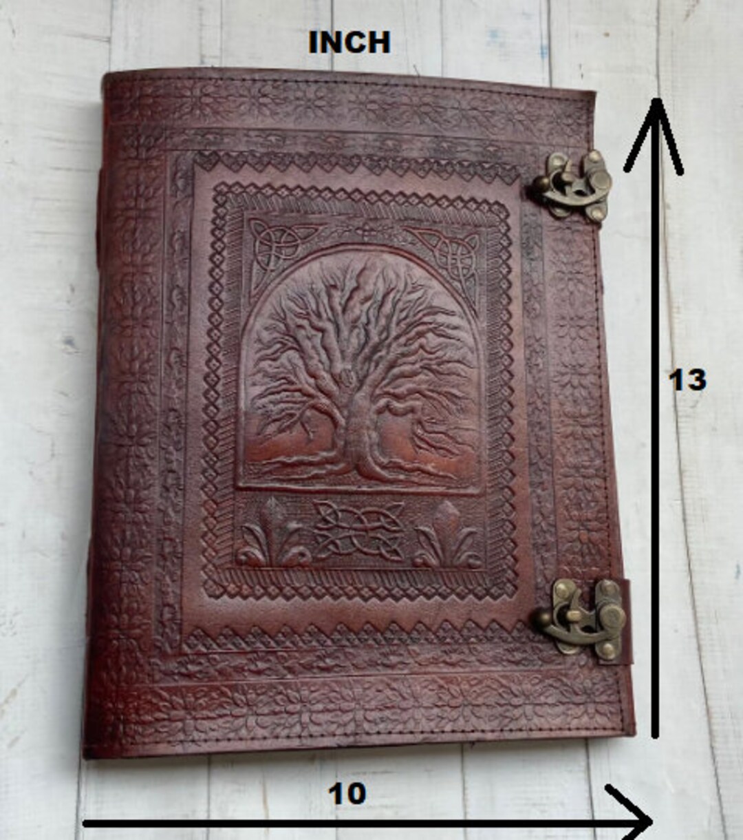 Extra Large Brown Tree of Life Leather Journal Leather Grimoire Book ...