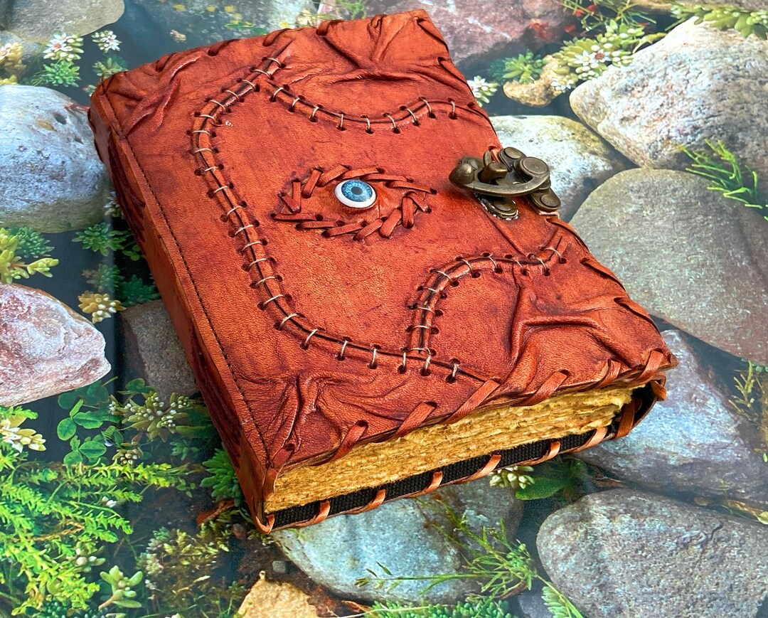 Leather Book of Shadows: Handmade Grimoire Journal With Lock - Etsy