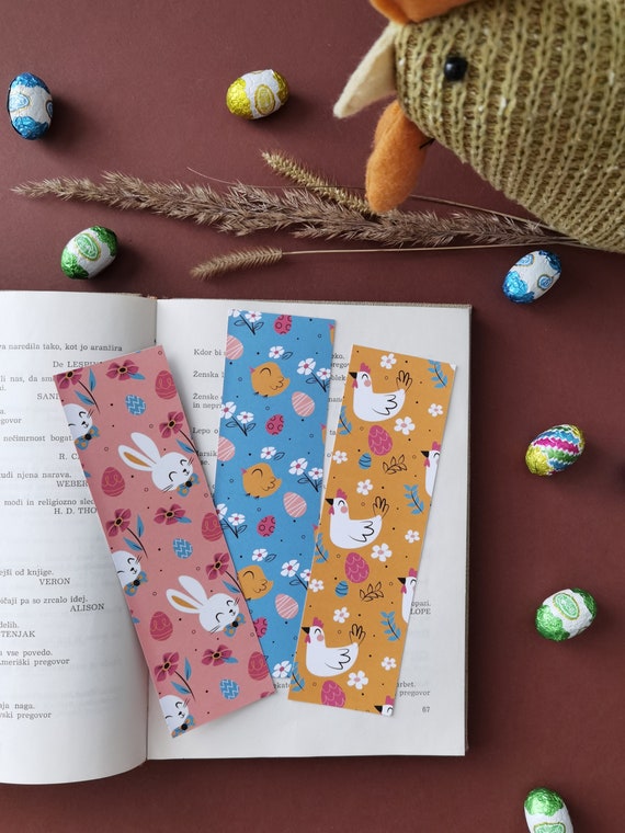 Printable Bookmarks Easter Bookmarks Bunny Eggs Digital | Etsy