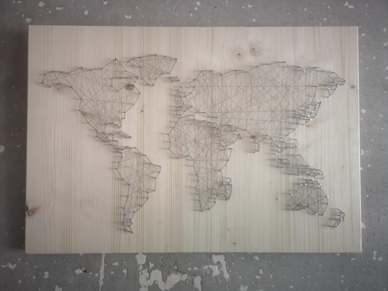 Simple Printable String World Map Template, Instant Download, World ...