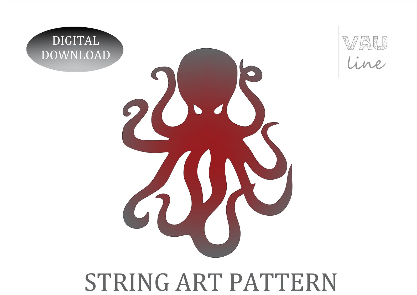 Simple Printable String Art Octopus Template, Instant Download, Octopus ...