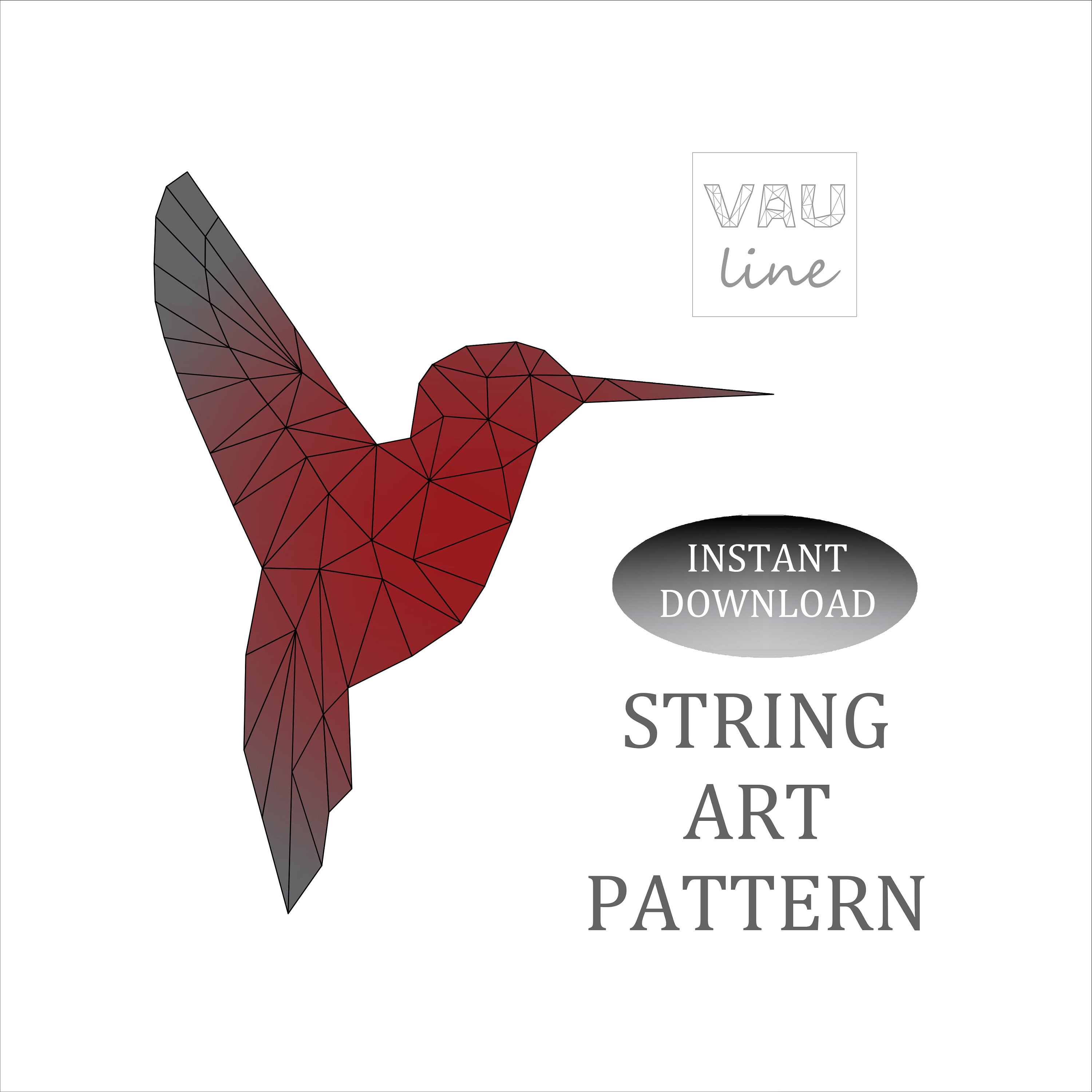 Simple Printable String Art Hummingbird Template, Instant Download ...