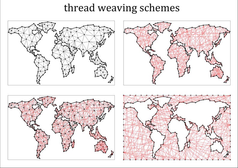 Simple Printable String World Map Template, Instant Download, World ...