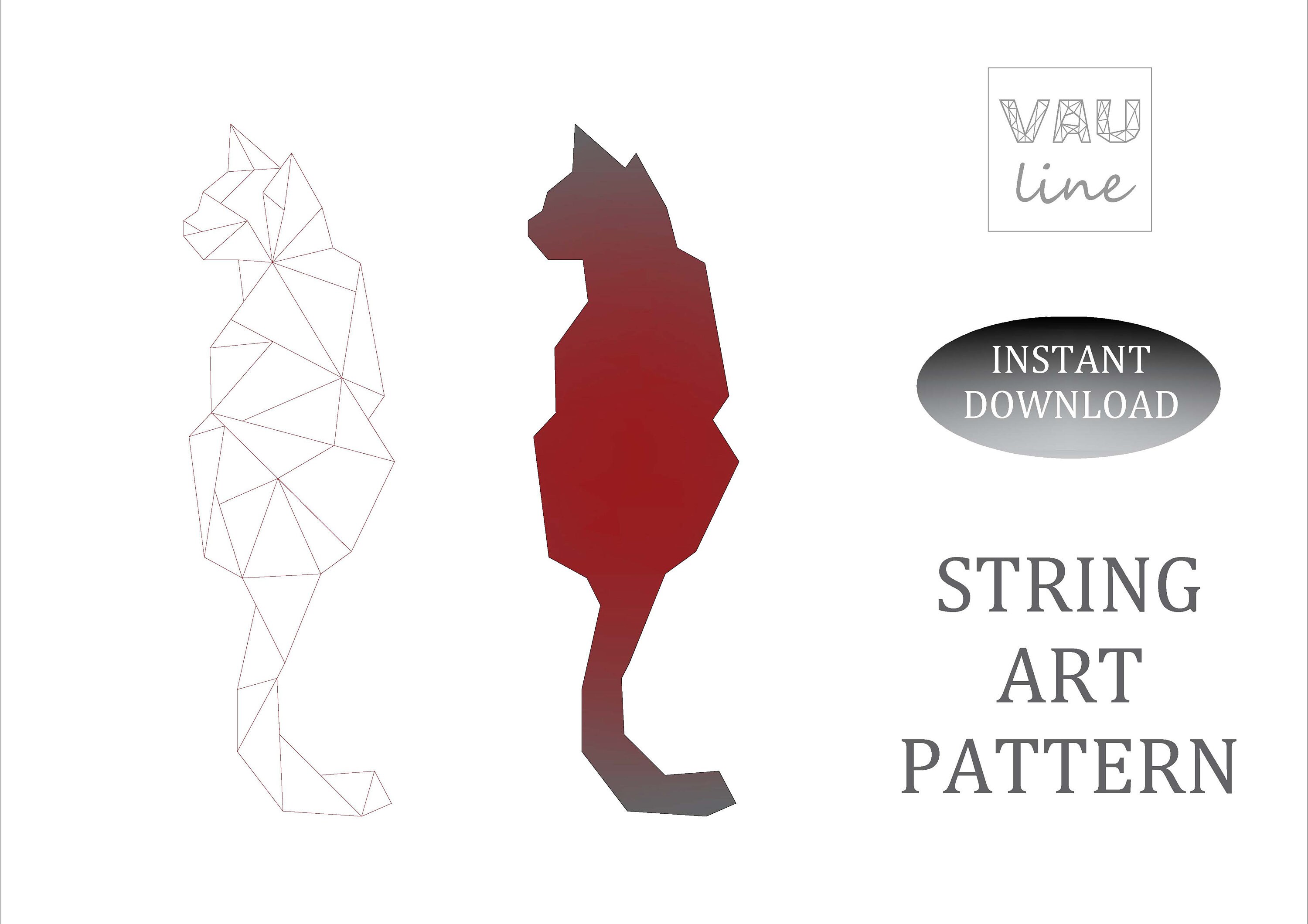 Simple Printable String Art Cat Template, Instant Download, Cat Layout ...